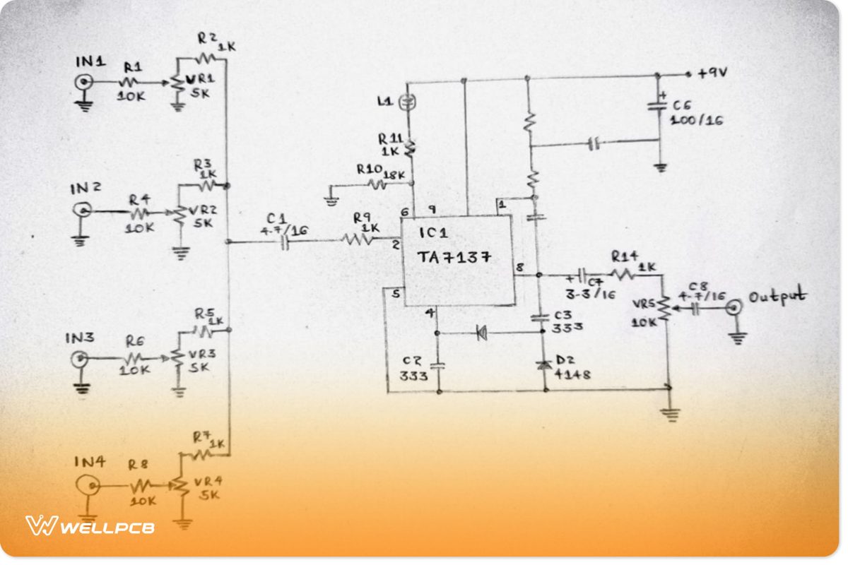 Stereo Audio Mixer Circuit